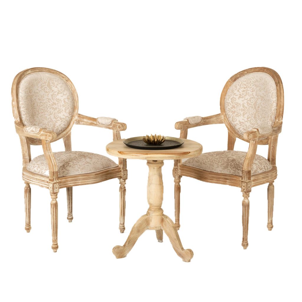 LIME WASHED BALLOON CHAIRS WITH LIME WASHED KANAPPUWA – Singhe Furniture