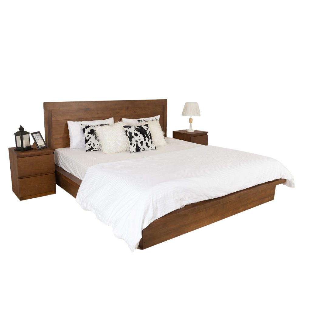 ARALIYA DESIGN BED WITH S STYLE BEDSIDE CUPBOARDS – Singhe Furniture