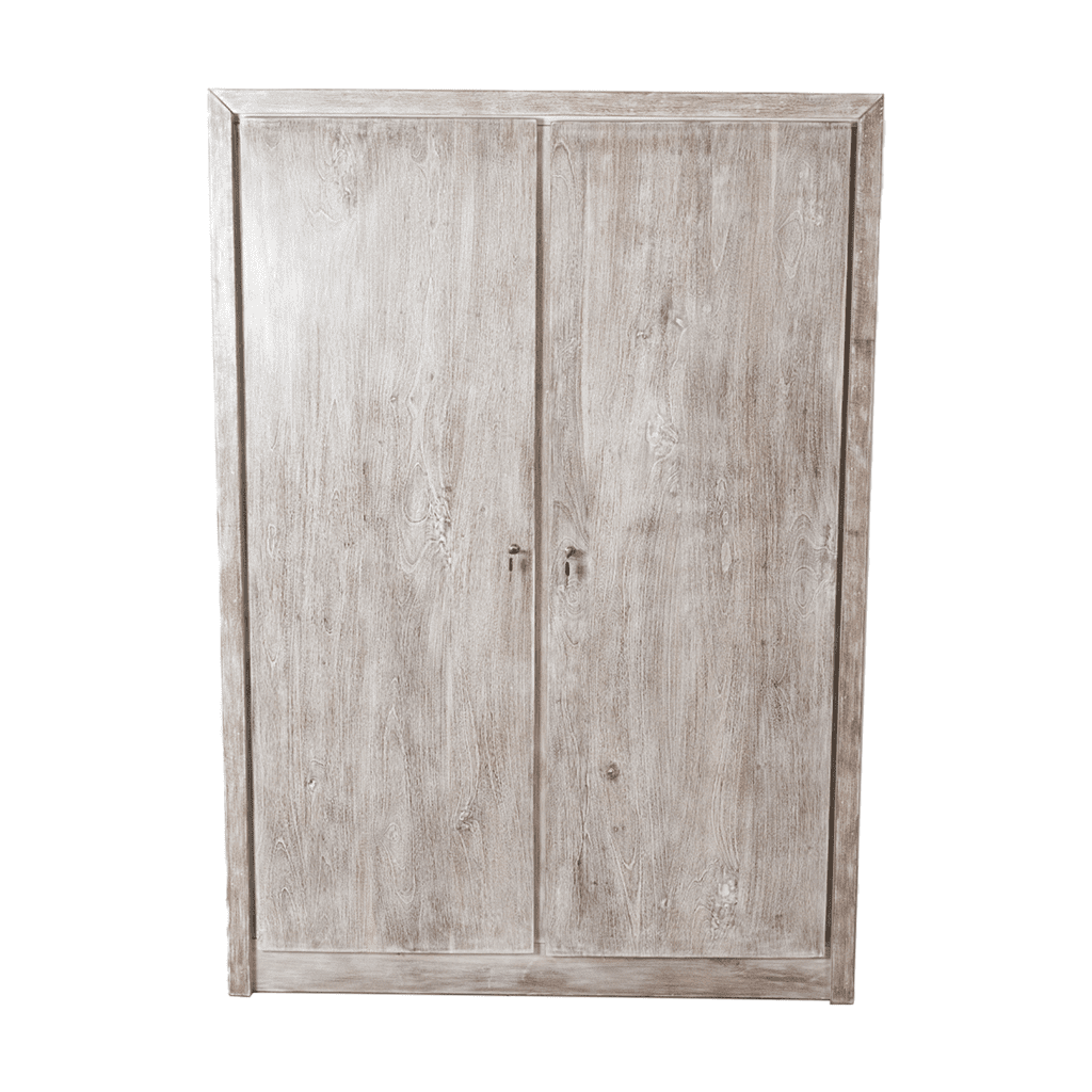 Maya white washed 2 door wardrobe – Singhe Furniture
