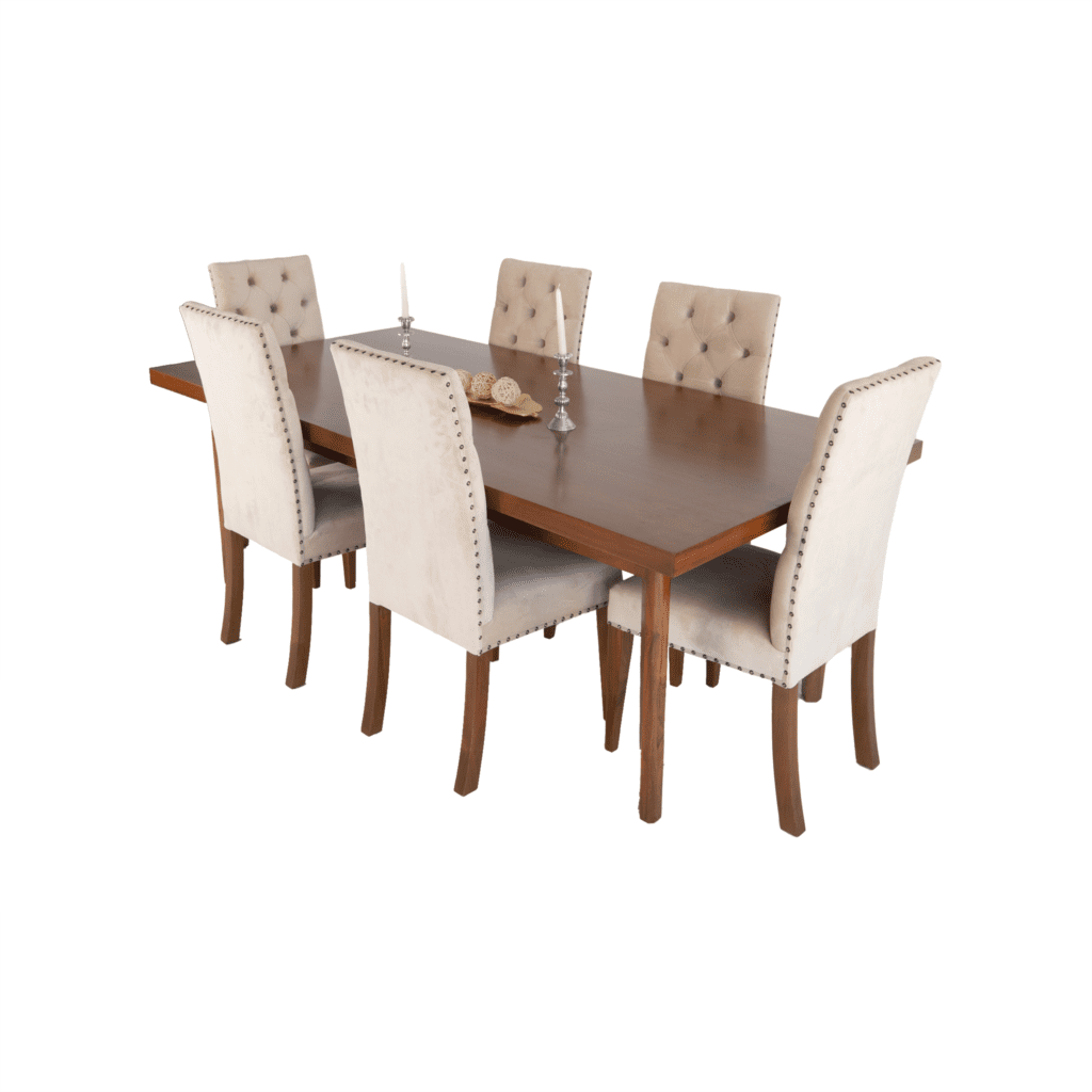 L-PLAIN WOODEN TOP TABLE WITH L-COSMO DINING CHAIRS (WITH STUDS ...